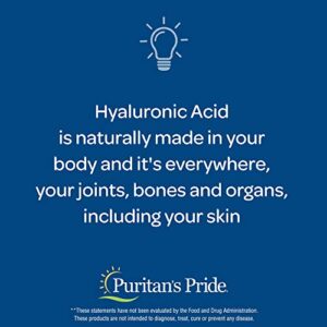 Puritans Pride Hyaluronic Acid 100 Mg-120 Capsules, 120 Count