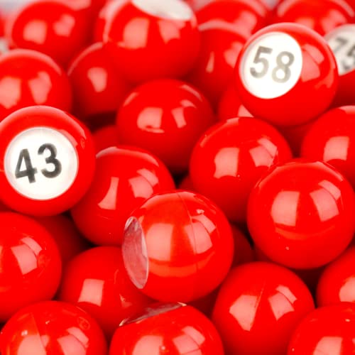 Regal Games - Raffle Balls - Premium Red Calling Balls with Easy Read Window - 7/8 (0.875) in - Numbers 1-100 - for Large Group Games, Game Night, & Recreational Activities