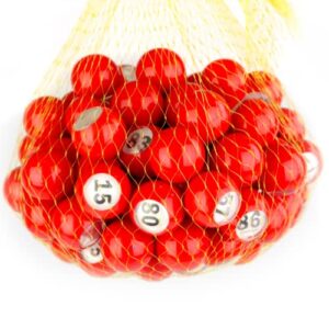 Regal Games - Raffle Balls - Premium Red Calling Balls with Easy Read Window - 7/8 (0.875) in - Numbers 1-100 - for Large Group Games, Game Night, & Recreational Activities