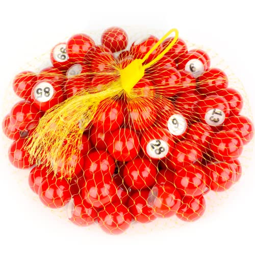 Regal Games - Raffle Balls - Premium Red Calling Balls with Easy Read Window - 7/8 (0.875) in - Numbers 1-100 - for Large Group Games, Game Night, & Recreational Activities