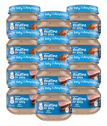 Gerber 2nd Foods: Meats Beef and Gravy, 2.5-Ounce 6 Jars and Chicken & Chicken Gravy, 2.5-Ounce 6 Jars (12 Jars Total)