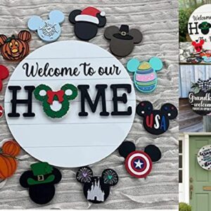 Yealise Door Decoration Welcome Sign Replaceable Festive Funny Cartoon Pattern Seasonal Hanging Ornament