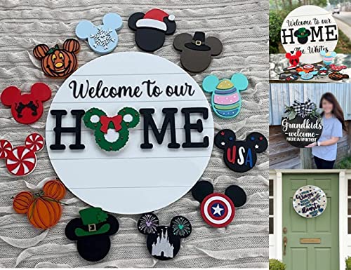 Yealise Door Decoration Welcome Sign Replaceable Festive Funny Cartoon Pattern Seasonal Hanging Ornament