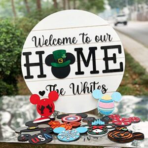 Yealise Door Decoration Welcome Sign Replaceable Festive Funny Cartoon Pattern Seasonal Hanging Ornament