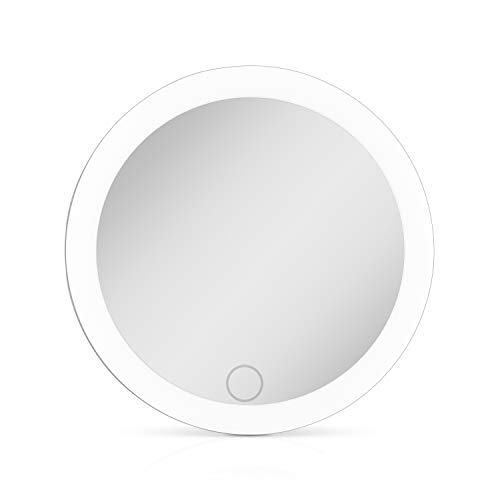 Zadro 4" Round LED Mirror Makeup Travel Mirror with Light Rechargeable Compact Mirror for Purses Portable Carrying Pouch