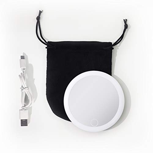 Zadro 4" Round LED Mirror Makeup Travel Mirror with Light Rechargeable Compact Mirror for Purses Portable Carrying Pouch