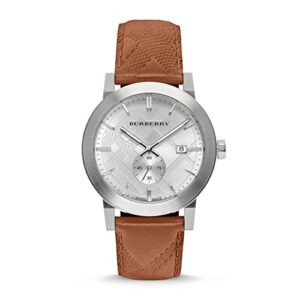 burberry men’s chronograph the city brown leather strap timepiece 42mm bu9904