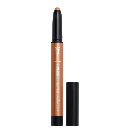 IT Cosmetics Superhero No-Tug Waterproof Eyeshadow Stick, Bionic Bronze - Metallic Bronze - Longwear, Blendable Cream Eyeshadow with Built-In Primer - Suitable for Sensitive Eyes - 0.05 oz