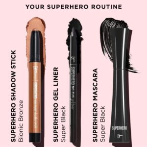 IT Cosmetics Superhero No-Tug Waterproof Eyeshadow Stick, Bionic Bronze - Metallic Bronze - Longwear, Blendable Cream Eyeshadow with Built-In Primer - Suitable for Sensitive Eyes - 0.05 oz