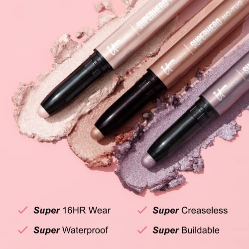 IT Cosmetics Superhero No-Tug Waterproof Eyeshadow Stick, Bionic Bronze - Metallic Bronze - Longwear, Blendable Cream Eyeshadow with Built-In Primer - Suitable for Sensitive Eyes - 0.05 oz