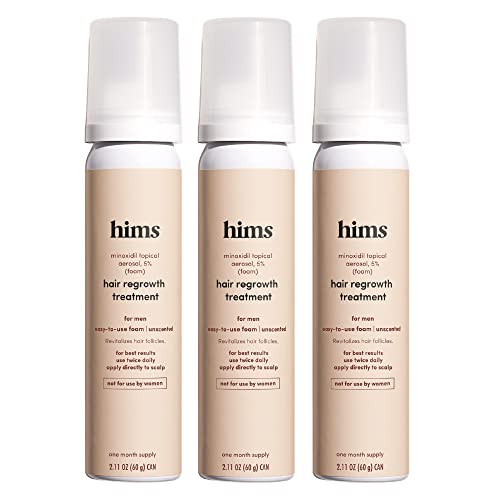 hims Extra Strength Hair Regrowth Treatment for Men with 5% Topical Minoxidil Foam for Hair Loss and Thinning Hair, Unscented No Drip Formula, 3 Month Supply, 3 Pack