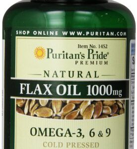 Puritan's Pride Premium Natural Flax Oil 1000 mg Omega-3, 6 & 9 Cold Pressed, 120 Softgels