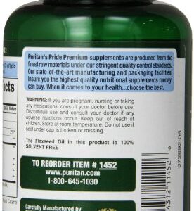 Puritan's Pride Premium Natural Flax Oil 1000 mg Omega-3, 6 & 9 Cold Pressed, 120 Softgels