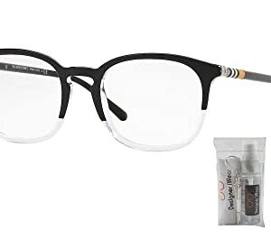 BURBERRY BE2272 3029 53MM Top Black On Crystal Square Eyeglasses for Men + BUNDLE With Designer iWear Complimentary Eyewear Kit