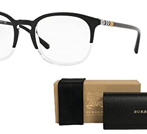 BURBERRY BE2272 3029 53MM Top Black On Crystal Square Eyeglasses for Men + BUNDLE With Designer iWear Complimentary Eyewear Kit