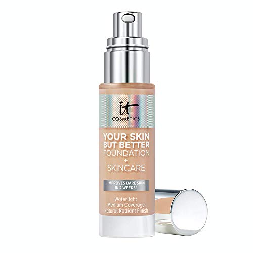 IT Cosmetics Your Skin But Better Foundation + Skincare, Medium Cool 30 - Hydrating Coverage - Minimizes Pores & Imperfections, Natural Radiant Finish - With Hyaluronic Acid - 1.0 fl oz