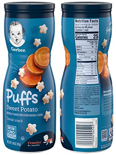 Gerber Puffs Cereal Snack Variety Pack - 1 Strawberry Apple, 1 Banana, 1 Sweet Potato - 1.48 OZ Each (Pack of 3)