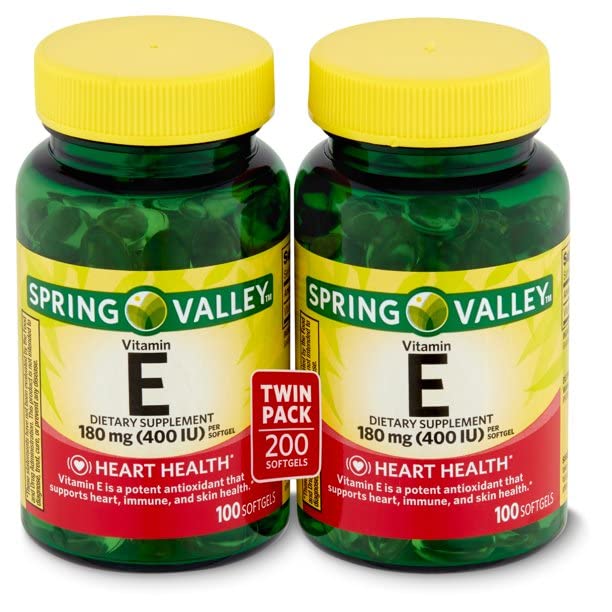 Spring - Valley Vitamin E Dietary Supplement Twin Pack 180 mg - 100 Softgels Pack of 2