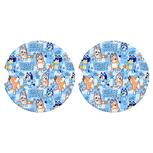 2PCS Cute Blue Dog Cup Cute Car Cup Holder,Insert Universal Vehicle Interior Accessories Cup Mats