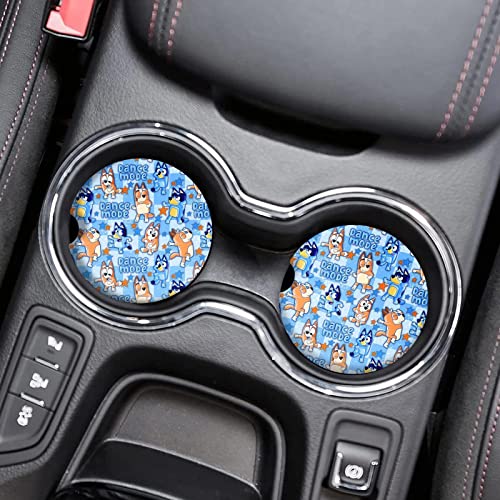 2PCS Cute Blue Dog Cup Cute Car Cup Holder,Insert Universal Vehicle Interior Accessories Cup Mats