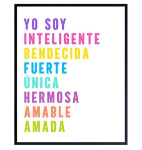 afirmaciones positivas spanish wall art & decor – inspirational positive quotes – spanish quotes for girls, kids bedroom, latinas – regalo o decoracion para mujeres, ninas, women – hispanic gifts