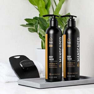 MANSCAPED® Buff Bundle Full-Body Shower Kit Including The Body Buffer Silicone Scrubber & Two 16oz Bottles of UltraPremium Refined™ Body Wash, Luxurious Clean Formula Infused with Aloe Vera