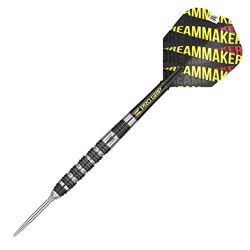 Target Darts Dimitri Van den Bergh Dream Maker 26G 80% Tungsten Swiss Point Steel Tip Darts Set, Black, Yellow and Red (DIMI80% Steel)