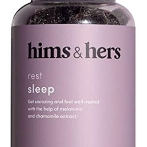 HIMS & Hers Sleep Gummies Melatonin Pomegranate Berry Flavor with Chamomile Extract and L-theanine. 60 Gummies. 1 Pack (Packaging May Vary)