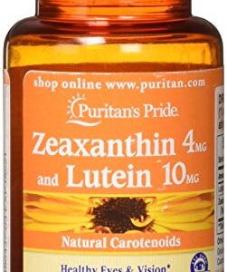 Puritans Pride Zeaxanthin 4mg with Lutein 10mg, Supports Healthy Eyes and Vision*, 60 ct