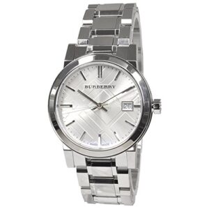 burberry women’s bu9100 large check stainless steel bracelet watch