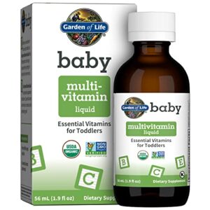 garden of life baby multivitamin drops, organic multivitamins for infants & toddlers – essential vitamins & nutrients for babies, vegan, gluten free, non-gmo, 56 servings, 1.9 fl oz liquid supplement