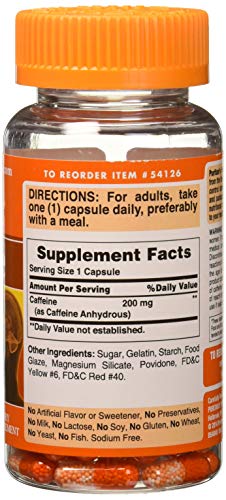 Puritans Pride Caffeine 200 Mg 8-Hour Sustained Release, 60 Count (Pack of 1) Package may vary