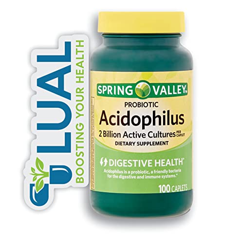 Boost Your Gut Health with Spring Valley Probiotic Acidophilus Supplement - 100 Capsules for a Healthy Digestive System. Includes Luall Fridge Magnetic