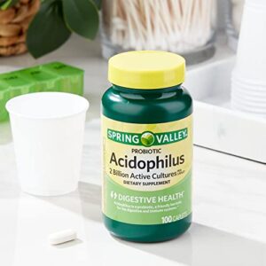 Boost Your Gut Health with Spring Valley Probiotic Acidophilus Supplement - 100 Capsules for a Healthy Digestive System. Includes Luall Fridge Magnetic