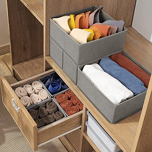 Criusia Drawer Organizer Clothes, 8 Pack Underwear Drawer Organizer, Foldable Closet Organizers and Storage Dresser Drawer Dividers for Clothes, Socks, Scarves, Ties (Gray)