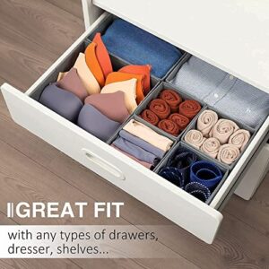 Criusia Drawer Organizer Clothes, 8 Pack Underwear Drawer Organizer, Foldable Closet Organizers and Storage Dresser Drawer Dividers for Clothes, Socks, Scarves, Ties (Gray)