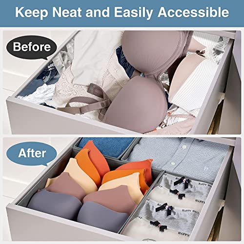 Criusia Drawer Organizer Clothes, 8 Pack Underwear Drawer Organizer, Foldable Closet Organizers and Storage Dresser Drawer Dividers for Clothes, Socks, Scarves, Ties (Gray)