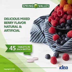 Vitamin B12 Fast Dissolve Tablets by Spring Valley, 5000 mcg + “Vitamins & Minerals - A to Z - Better Idea Guide©” | Metabolism Support and Natural Mixed Berries Flavor (1 Pack 45ct)