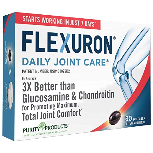 Purity Products Flexuron Joint Formula 3X Better Than Glucosamine and Chondroitin - Starts Working in just 7 Days - Krill Oil, Low Molecular Weight Hyaluronic Acid, Astaxanthin - 30 Count (1)