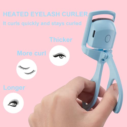 Heated Eyelash Curler by Forats, Electric Eye Lash Curlers with Comb & Eyebrow Brush, Three Heating Modes Quick Natural Curling Eye Lashes with False Eyelashes Applicator Tool