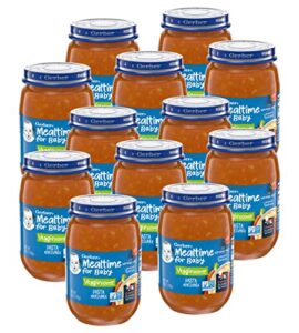 gerber mealtime for baby 3rd foods veggie power baby food jar, pasta marinara, non-gmo pureed baby food for crawlers, 6-ounce glass jar (pack of 12 jars)