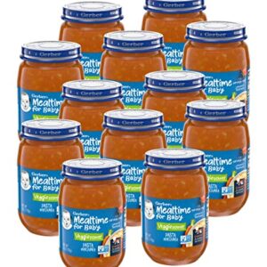 Gerber Mealtime for Baby 3rd Foods Veggie Power Baby Food Jar, Pasta Marinara, Non-GMO Pureed Baby Food for Crawlers, 6-Ounce Glass Jar (Pack of 12 Jars)