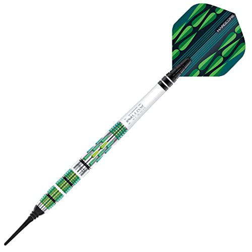 RED DRAGON Artura Screamin' Green 26 Gram Premium Tungsten Darts Set with Flights and Stems