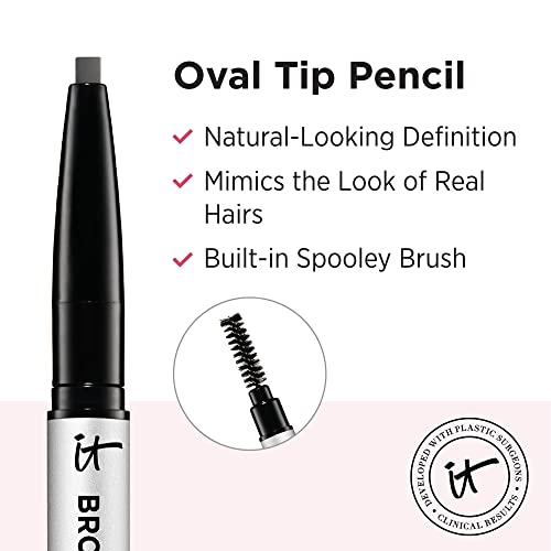 IT Cosmetics Brow Power, Universal Taupe - Travel Size - Universal Eyebrow Pencil - Mimics the Look of Real Hair - Budge-Proof Formula - With Biotin, Saw Palmetto & Antioxidants - 0.0025 oz