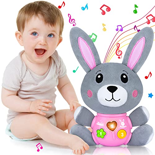 Easter Bunny Baby Toys 6 to 12 Months - Musical Light Up Toys for Baby 0-6 Months Newborn Plush Rabbit Toys - Easter Gifts for Babies Boys & Girls Infant Stuffed Animal Toy Baby Gifts 0 to 36 Months