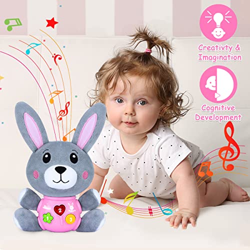 Easter Bunny Baby Toys 6 to 12 Months - Musical Light Up Toys for Baby 0-6 Months Newborn Plush Rabbit Toys - Easter Gifts for Babies Boys & Girls Infant Stuffed Animal Toy Baby Gifts 0 to 36 Months