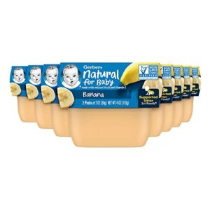 gerber 1st foods baby food banana puree, natural & non-gmo, 2 ounce tubs, 2-pack (pack of 8)