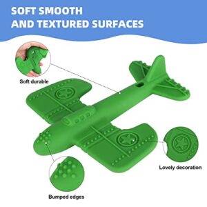 Fu Store 4-Pack Silicone Teething Toys for Infant Toddlers 3D Jet Plane Bike Car Shape Teethers for Babies Boys Girls Chew Toys Relief Soothe Babies Gums Set BPA Free Dishwasher Refrigerator Safe