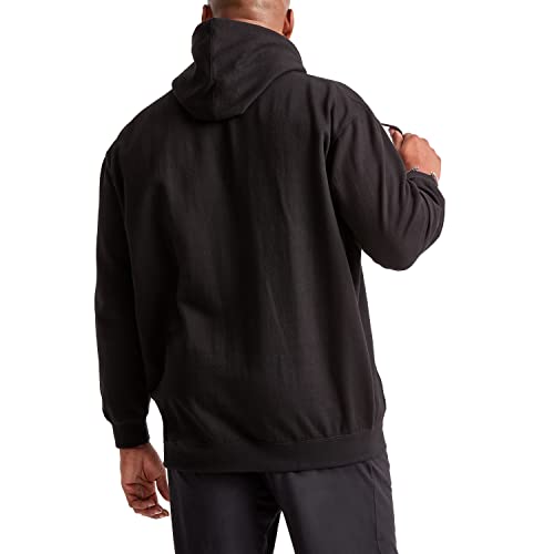 Champion Powerblend Fleece Hoodie, Hooded Sweatshirt for Men, (Reg. or Big & Tall), Black Script, Small