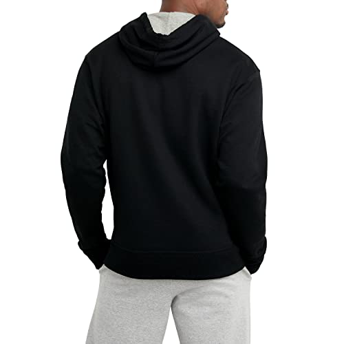 Champion Powerblend Fleece Hoodie, Hooded Sweatshirt for Men, (Reg. or Big & Tall), Black Script, Small